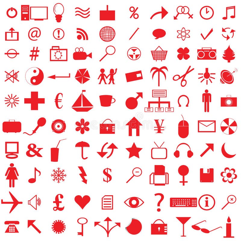 100 red icons stock illustration. Illustration of chart - 13125655