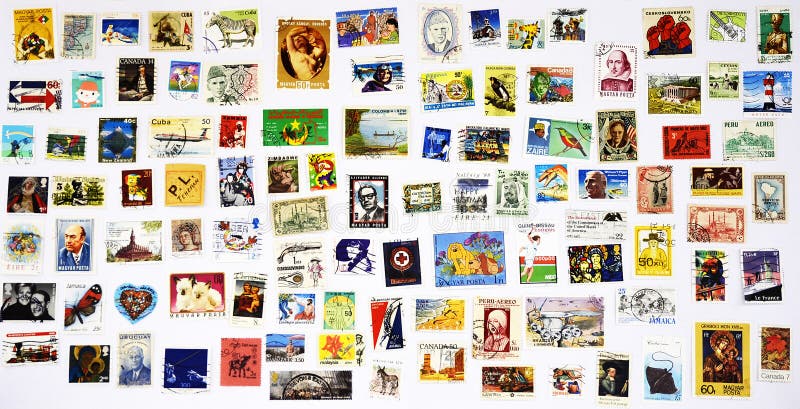 100 Selos Diferentes De Todo O Mundo Foto de Stock Editorial - Imagem ...