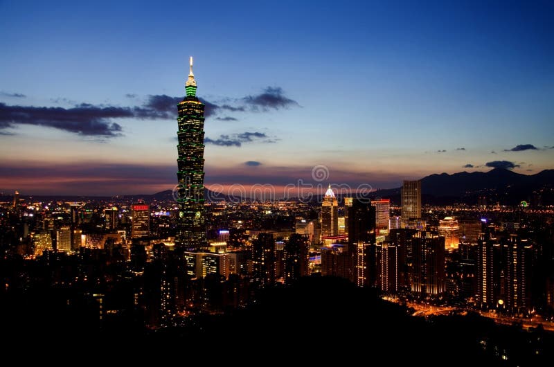 101 Torre, Taipei, Taiwan Alla Notte Immagine. Immagine: 87963200