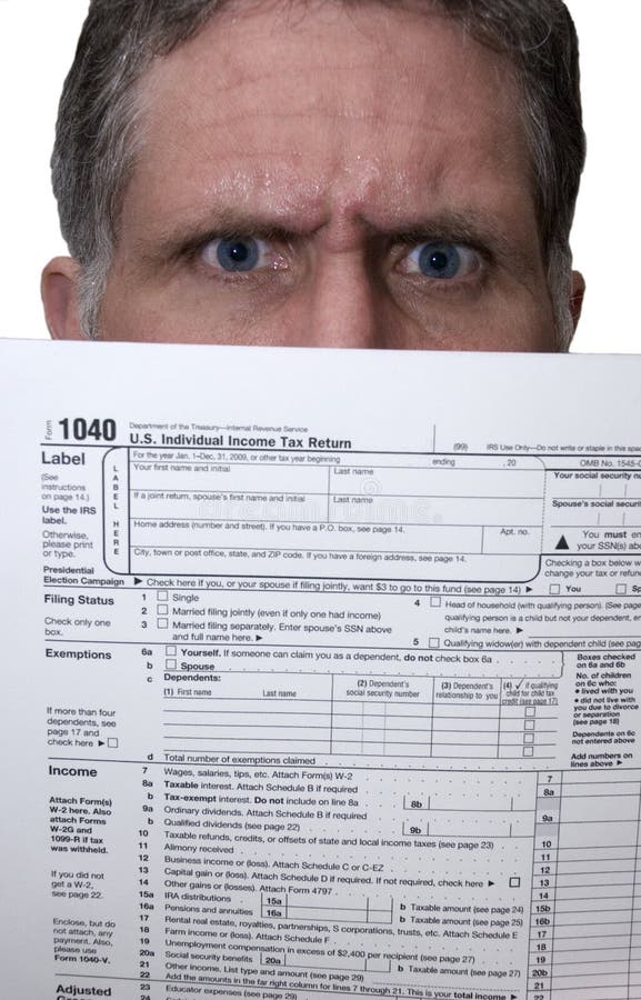 1040 Tax Form Angry Man Hold Forms, Doing Taxes Editorial Stock Photo ...