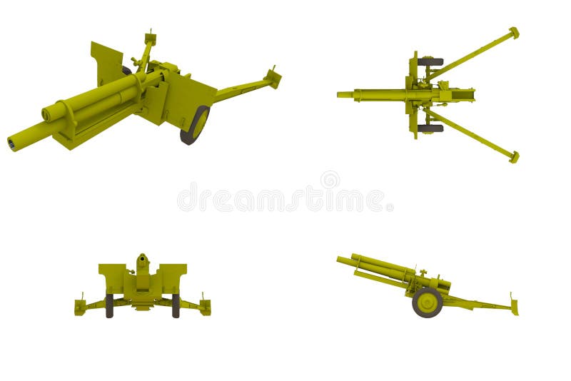 105 MM Howitzer Artillery Field Gun Stock Illustration - Illustration ...