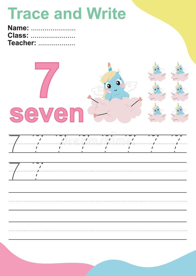 Number Seven Tracing Stock Illustrations – 205 Number Seven Tracing ...