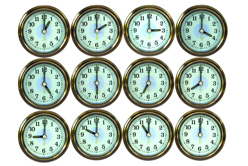 12 Color Gold Time Clocks , Stock Image - Image of business ...