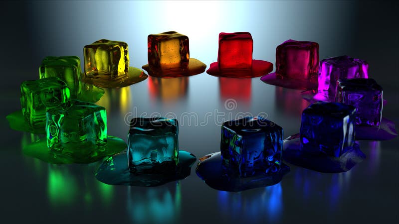 12 Colored Ice Cubes in Circle Stock Illustration - Illustration of ...