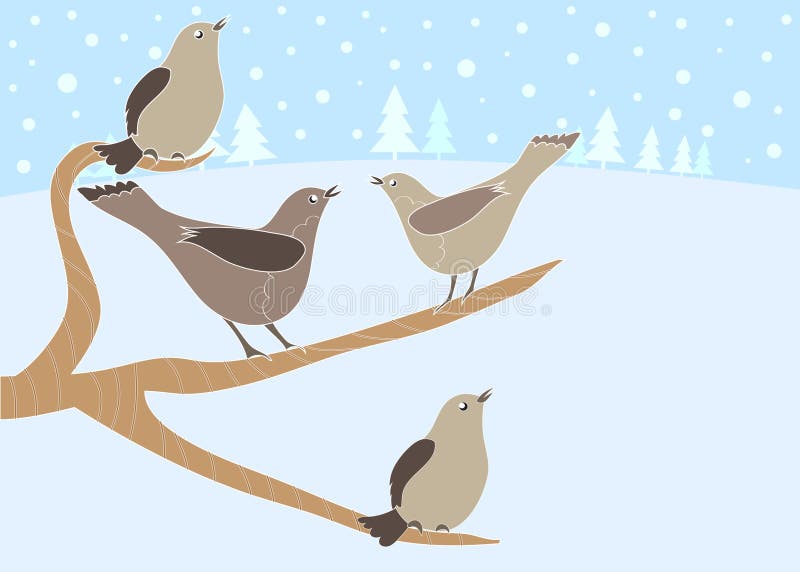 12 Days of Christmas: 4 Calling Birds Stock Vector - Illustration of ...