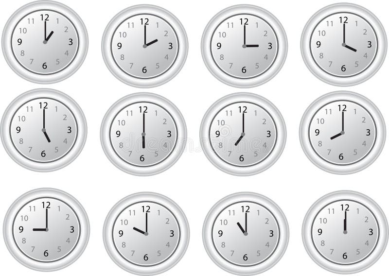 12 Heures Sur Les Horloges Blanches Illustration de Vecteur ...