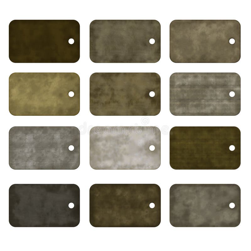 12 Old Tags, Isolated on White Stock Illustration - Illustration of ...