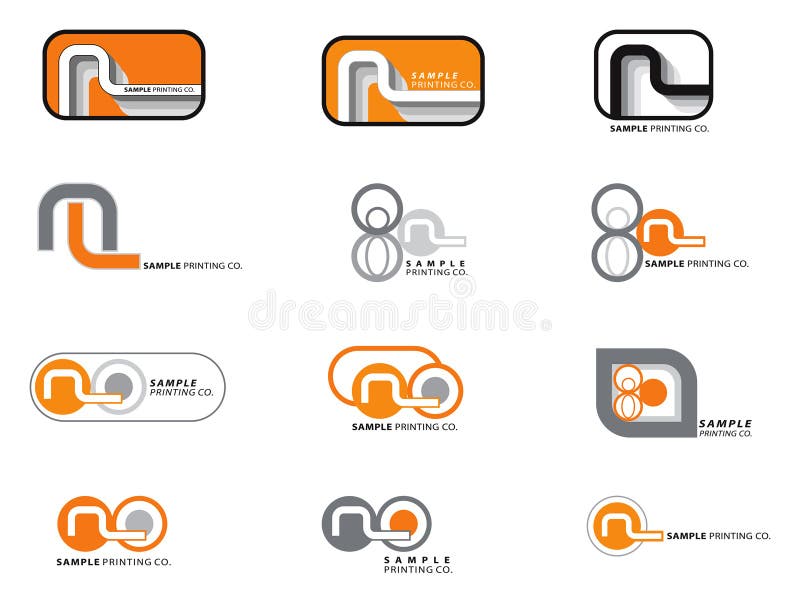 12 oranges et logos gris illustration de vecteur. Illustration du ...