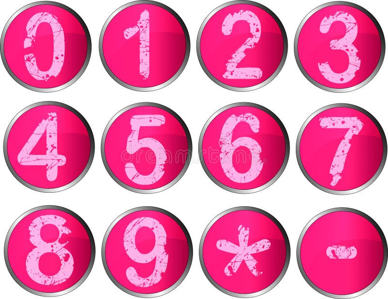12 Pink Number Buttons stock vector. Illustration of sign - 2802937