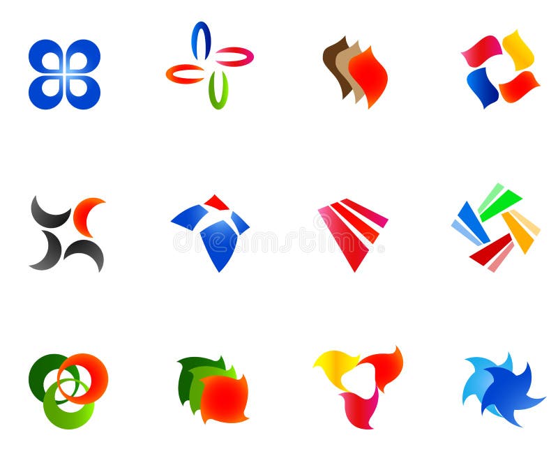12 Símbolos Coloridos Del Vector: (fije 9) Ilustración del Vector ...