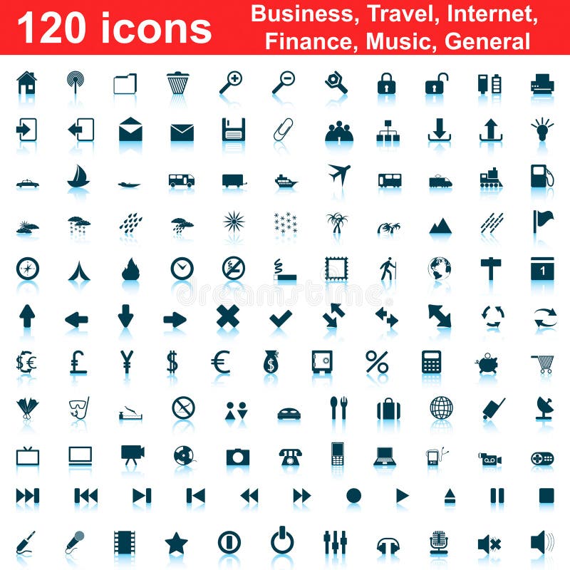 120 iconos fijados ilustración del vector. Ilustración de elementos ...