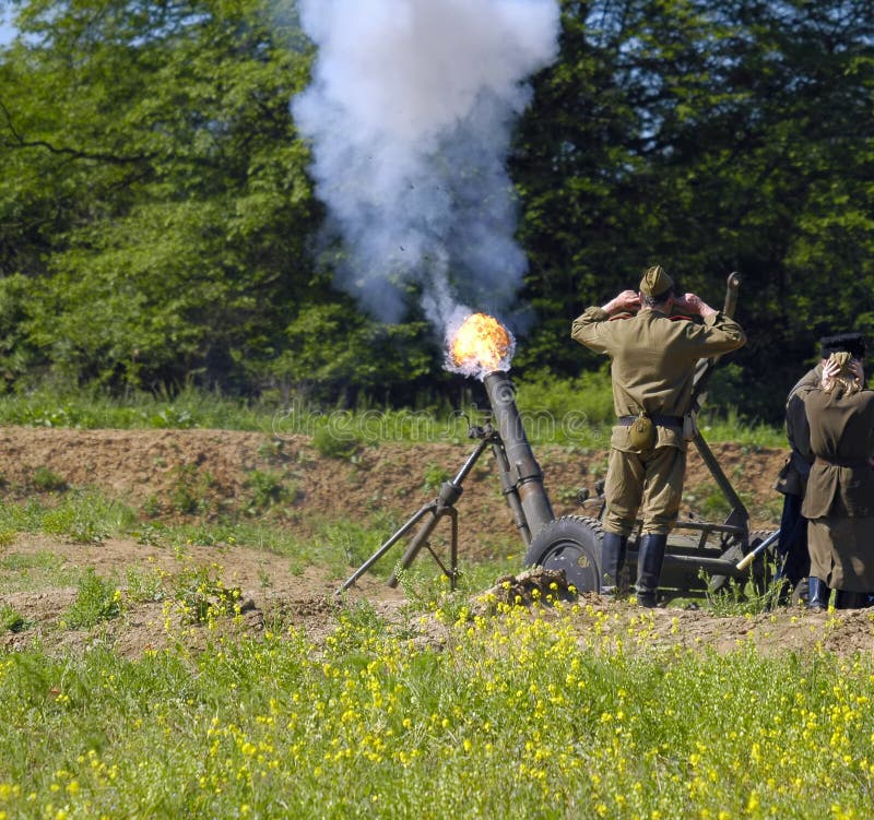 Soviet 120-mm Mortar From The WW2. Stock Photo - Image of regiment ...