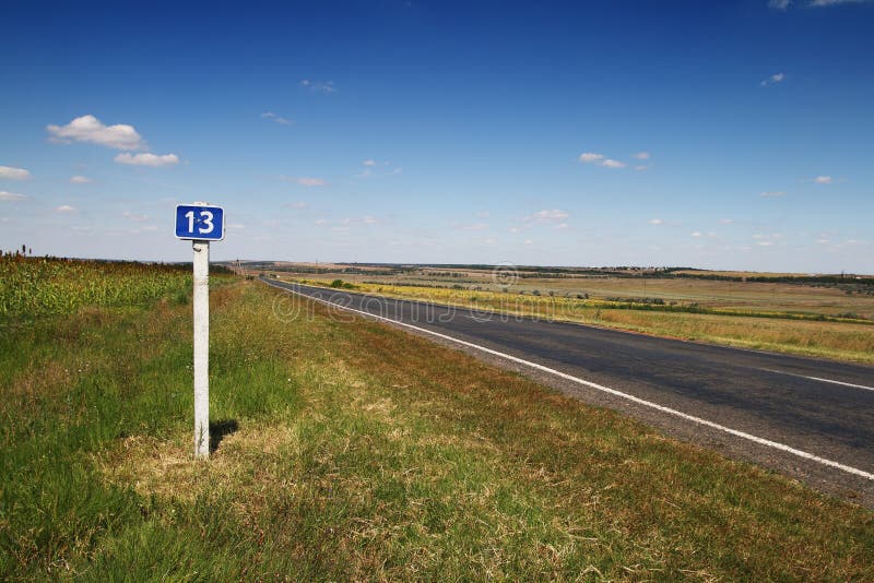 13 kilometre road sign stock image. Image of green, horizon - 7352899