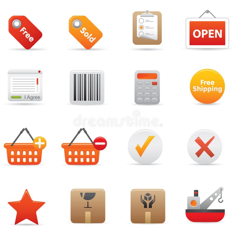14 Red Shopping Icons stock vector. Illustration of shopping - 16230506