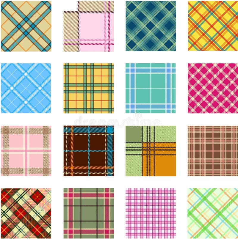 Color plaid patterns set stock vector. Illustration of design - 28470581