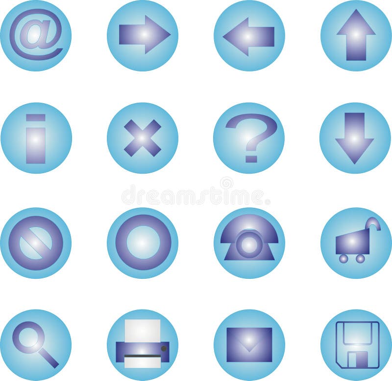 16 icon set - Blue stock illustration. Illustration of zoom - 344848