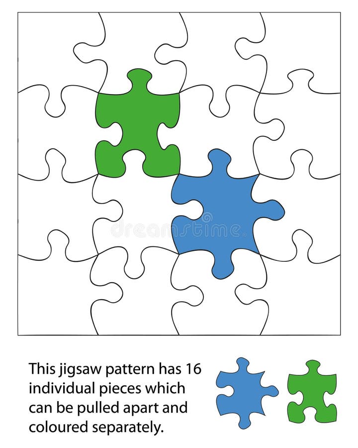 16 piece jigsaw stock illustration. Illustration of pieces - 23070182