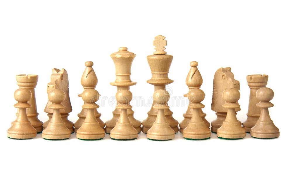 16 White Chesspieces in Their Start Order Stock Image - Image of ...