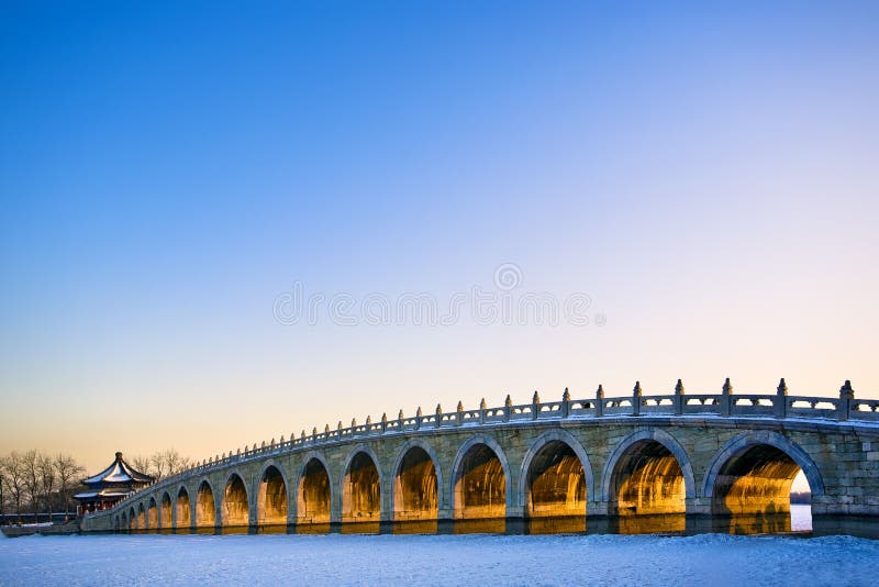 The Beijing Summer Palace, 17-Arch Bridge, China Stock Photo - Image of ...