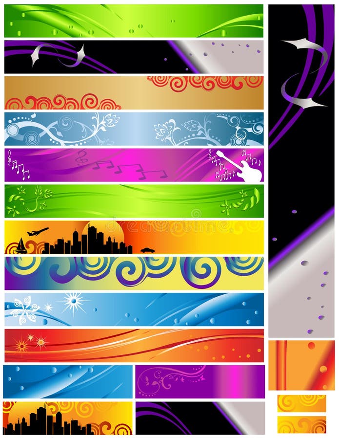 18 Banners Multi Themes and Colors 468x60 Stock Vector - Illustration ...