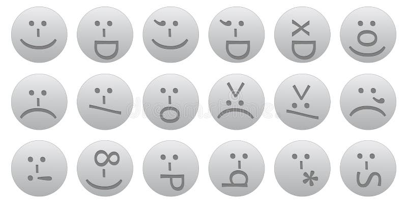 18 smiley del ASCII stock de ilustración. Ilustración de facial - 12319463