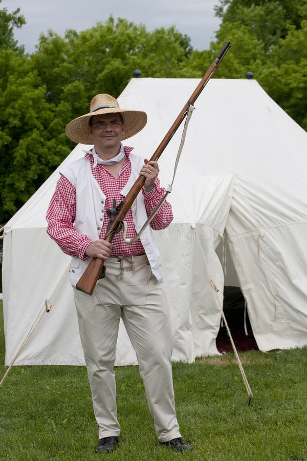 1812 Reenactment Militia Man with Flintlock Editorial Image - Image of ...