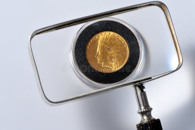 1912 Indian Gold coin stock image. Image of bank, gold - 7670459
