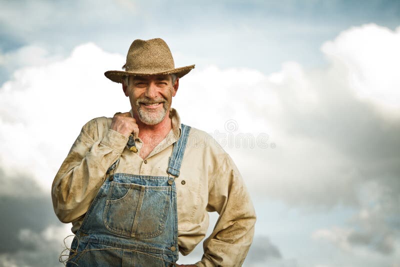 1930s Farmer Smiling at the Camera Stock Photo - Image of blue, face ...
