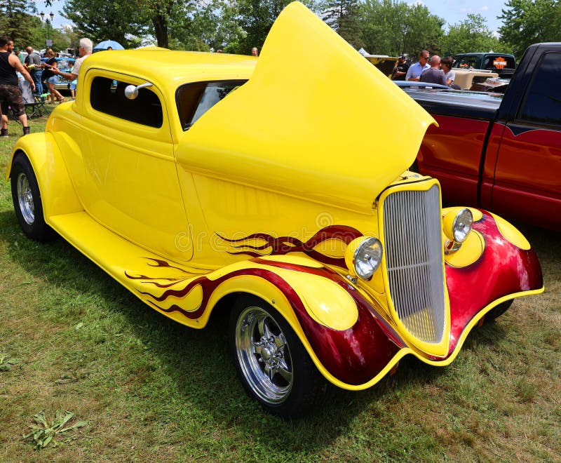 1933-34 Ford Coupe Hot Rod with Custom Painted Flames, Editorial Stock ...