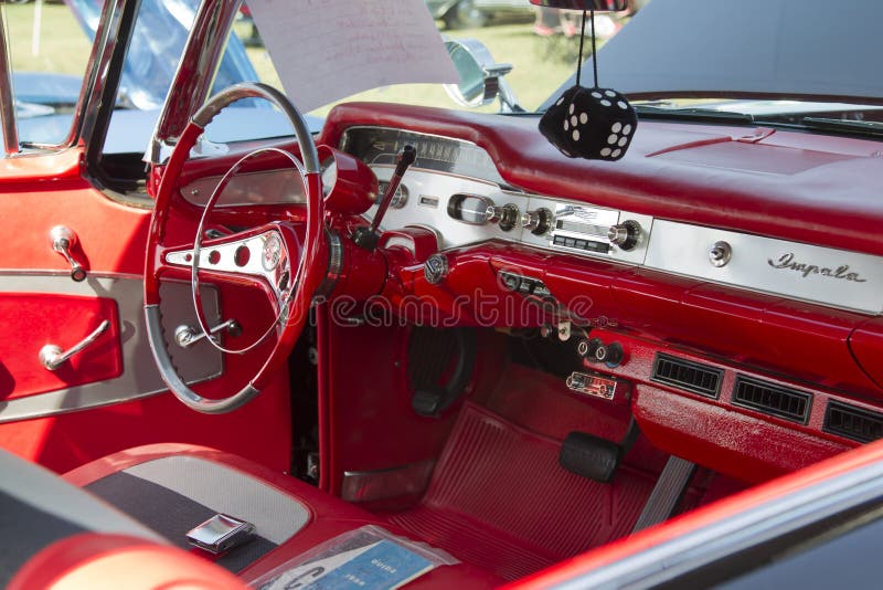 1958 Black Chevy Impala Interior Editorial Stock Image - Image of ...