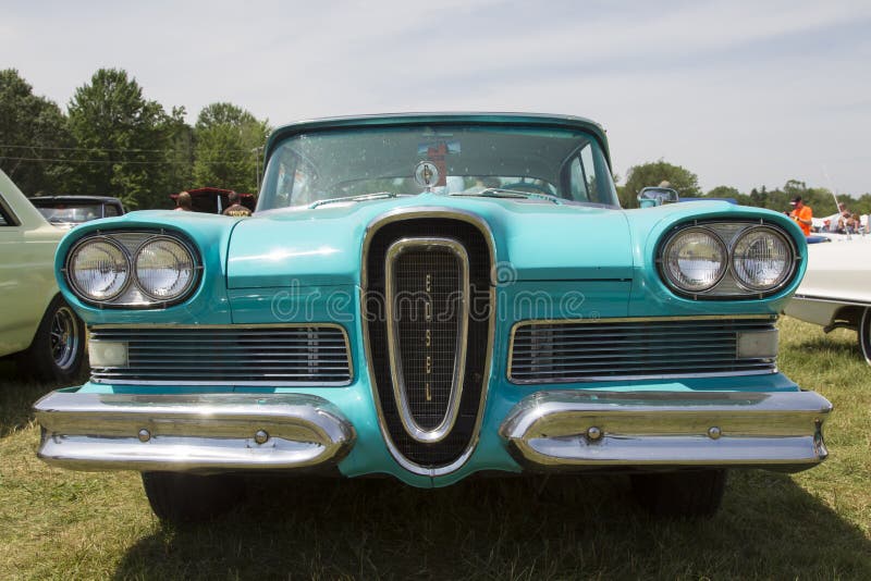 1958 Blue Edsel Citation Front View Editorial Photo - Image of engine ...