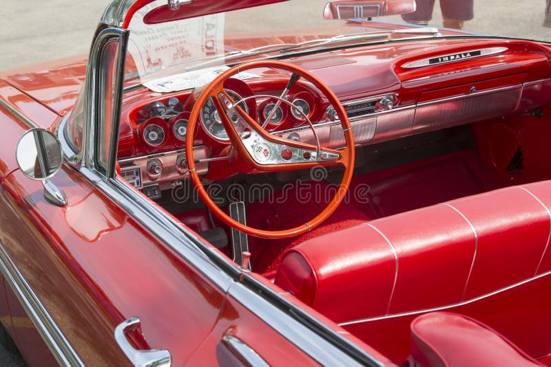 1959 Red Chevy Impala Convertible Interior Editorial Stock Image ...