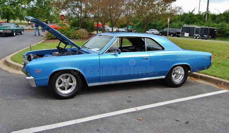 Blue Vintage Muscle Car stock image. Image of transportation - 20809243