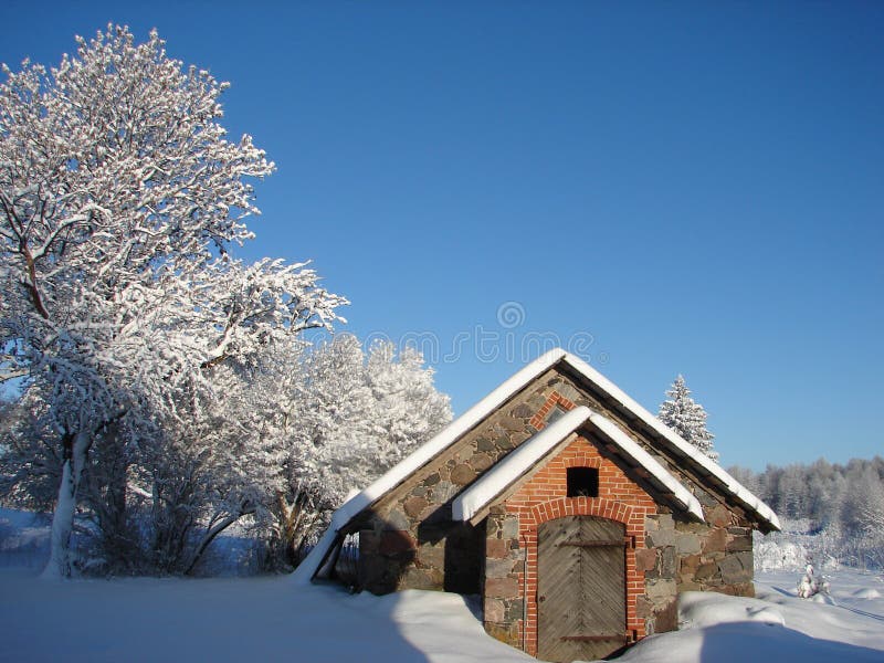 19th Century Rock Cellar in Latvia Stock Image - Image of blue ...