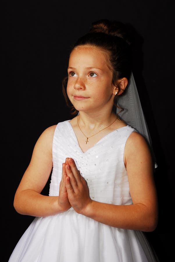 Young Girls 1st Communion Portrait Stock Photo - Image of roman ...