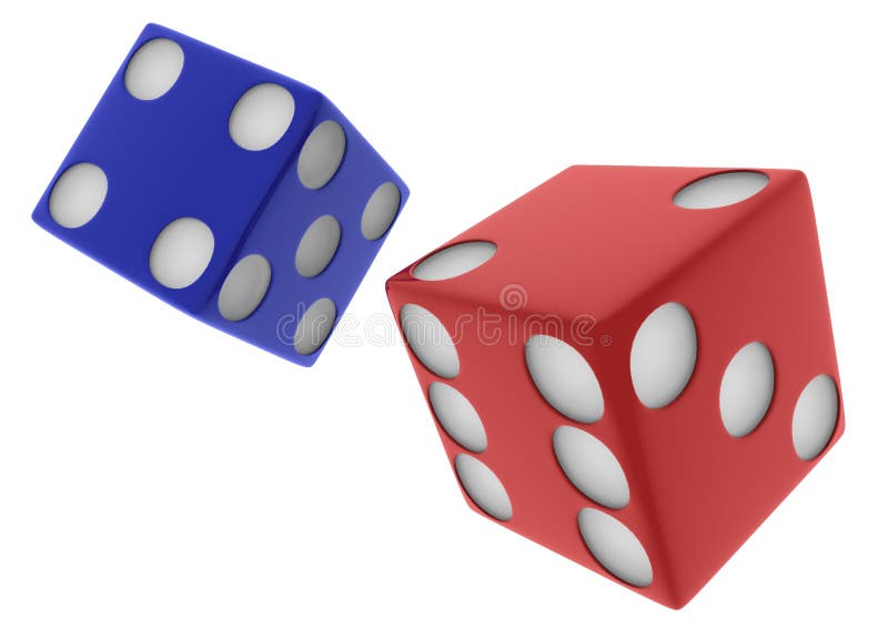 2 3D Red and Blue Dice on White Backgound Stock Illustration ...