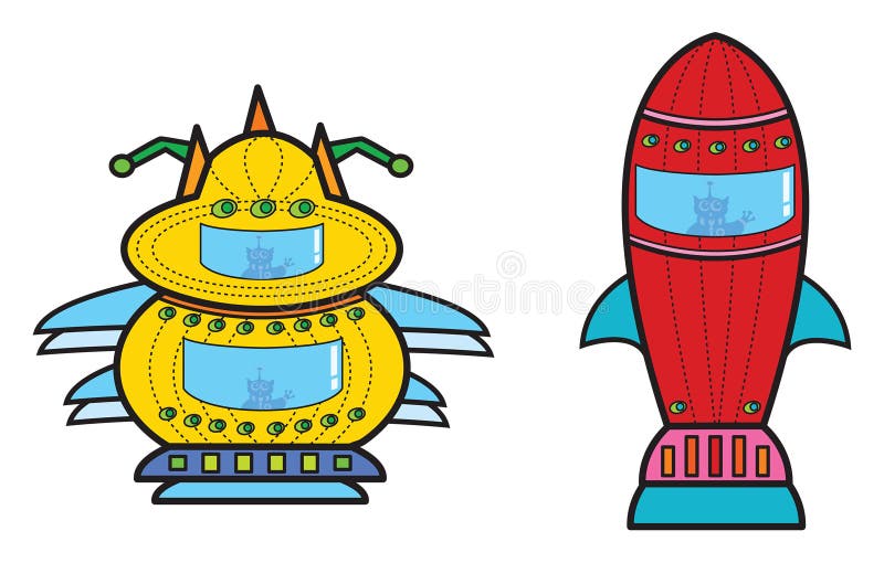 2 alien rocket spaceship stock vector. Illustration of happy - 2832971