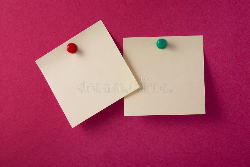 2 Blank Yellow Adhesive Notes on Red Stock Photo - Image of posting ...