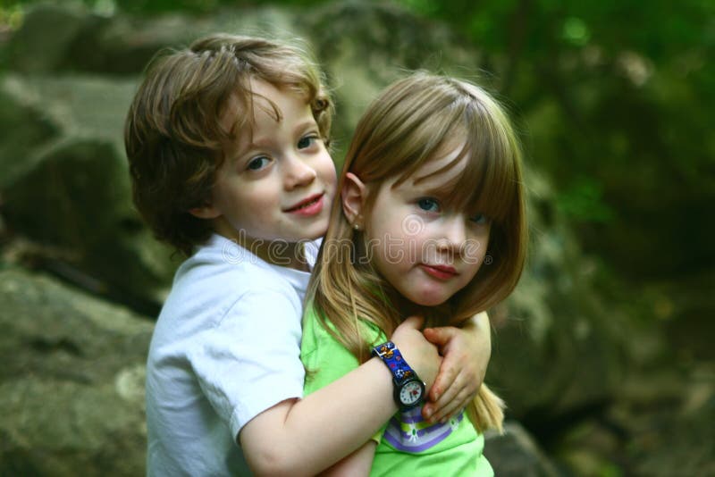 Two Children Discovering Nature Stock Image - Image of nature ...