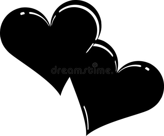 2 coeurs illustration stock. Illustration du fond, noir - 6306273
