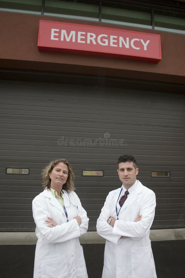2 Doctors Outside of Hospital Stock Photo - Image of medical, nurse ...