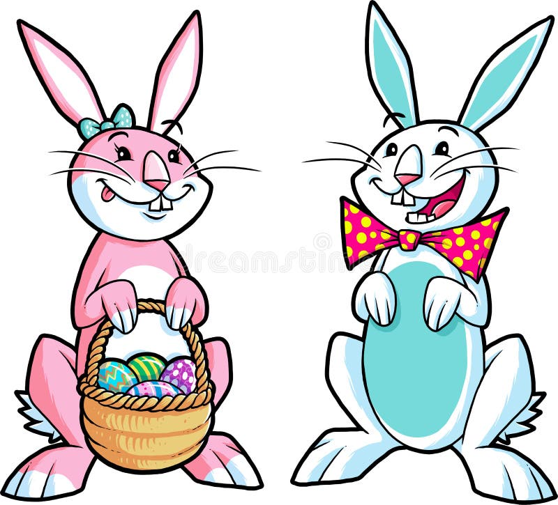Cartoon Easter Bunnies Clip Art 2 Stock Illustration - Illustration of ...