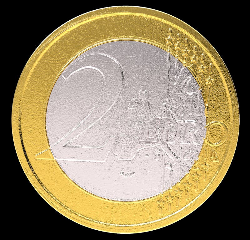 2 Euro: EU currency coin stock illustration. Illustration of rusty ...