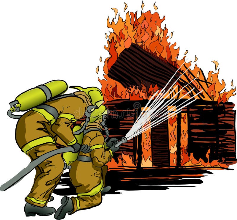 2 Firefighters in action stock vector. Illustration of burn - 27274545