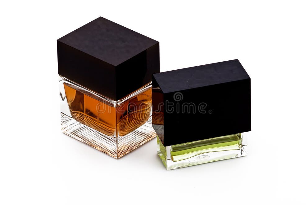2 Frascos De Perfume Quadrados Foto de Stock - Imagem de macho, aroma ...