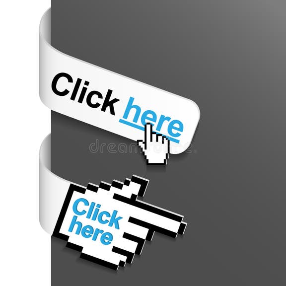 Click Here Icon Hand Cursor Signs Stock Illustrations – 270 Click Here ...