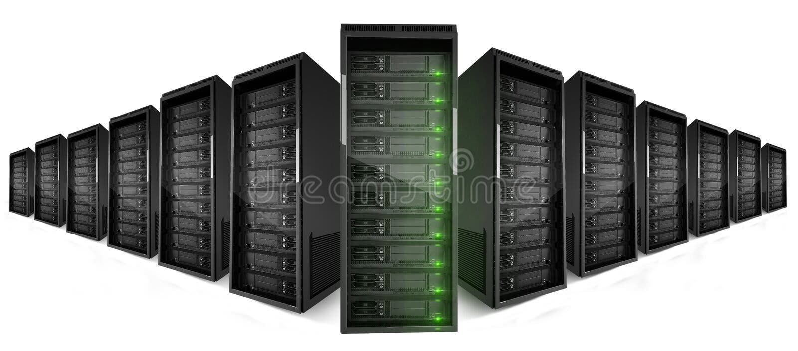 3 Servers with Green Lights on Stock Image - Image of performance ...