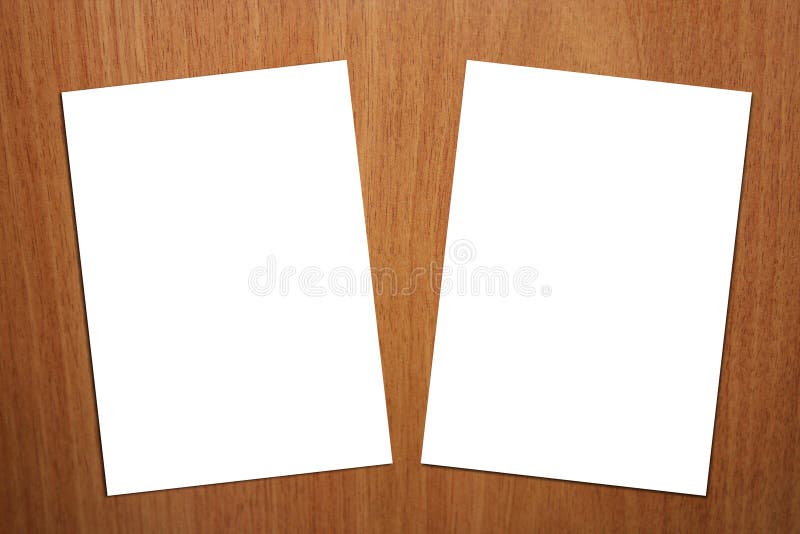 2 White A4 Page on Wood Background - Version 2 Stock Photo - Image of ...