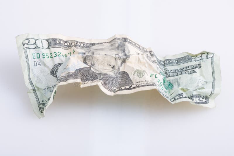 Crumpled Twenty Dollars Bill Stock Image - Image of isolated, cash: 2924395