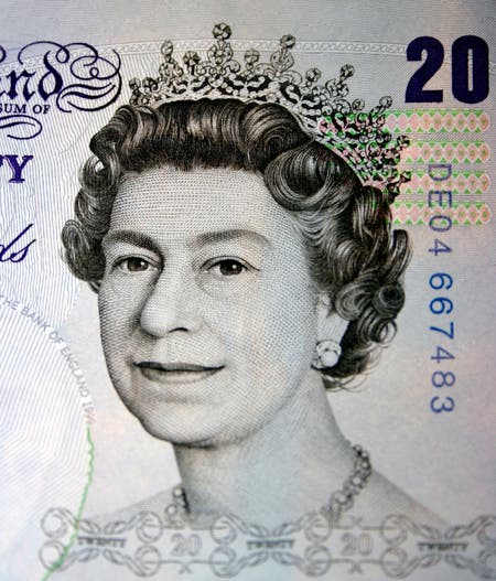 20 Pounds. Portrait of the Queen Editorial Stock Image - Image of earn ...